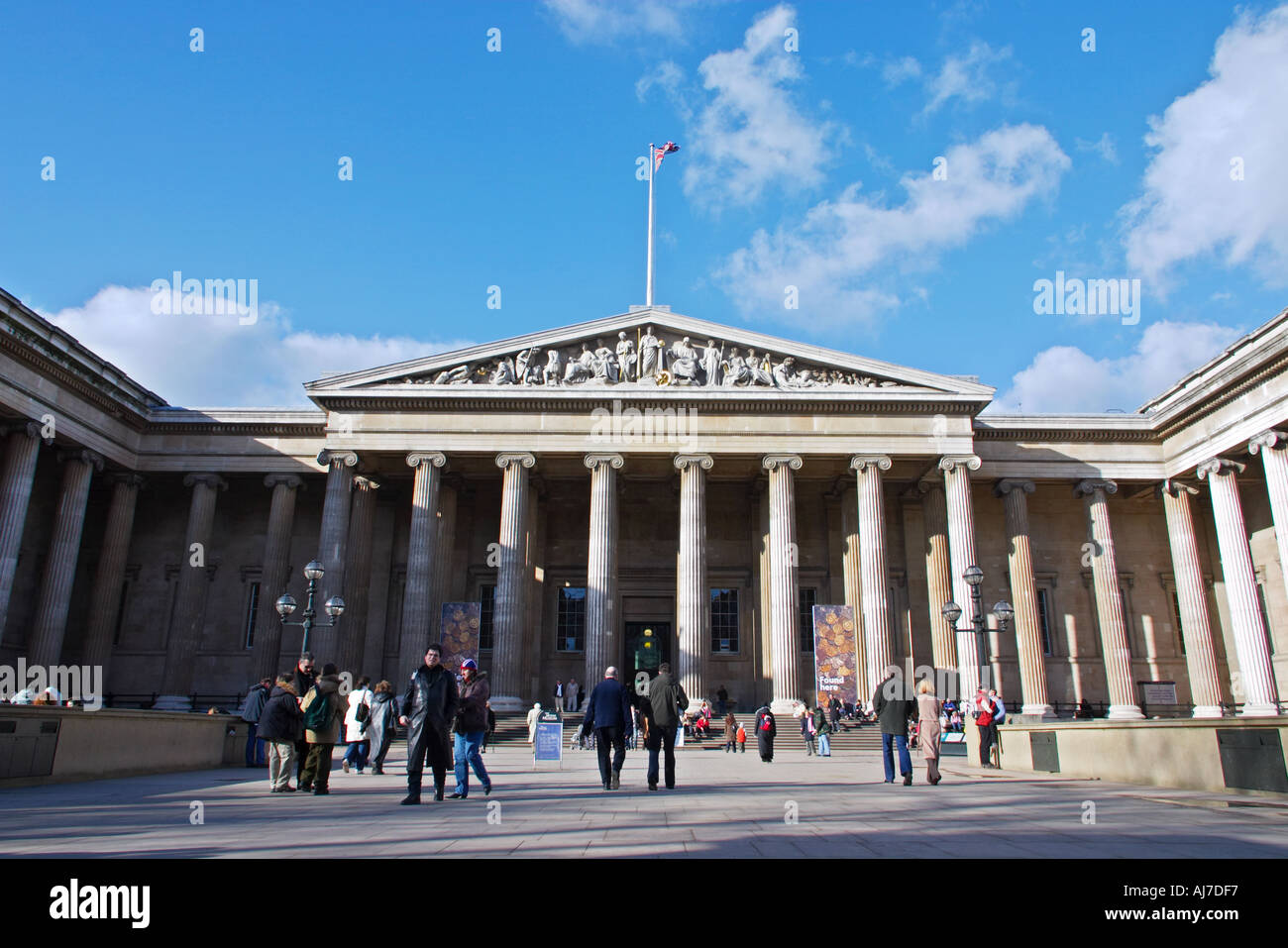 day Entrance to the British Museum in London England Britain United ...