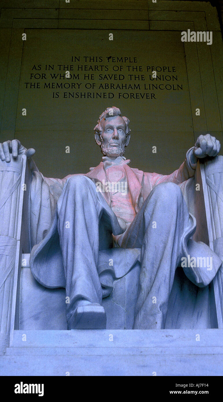 Statue of Abraham Lincoln at the Lincoln Memorial Building Washington ...