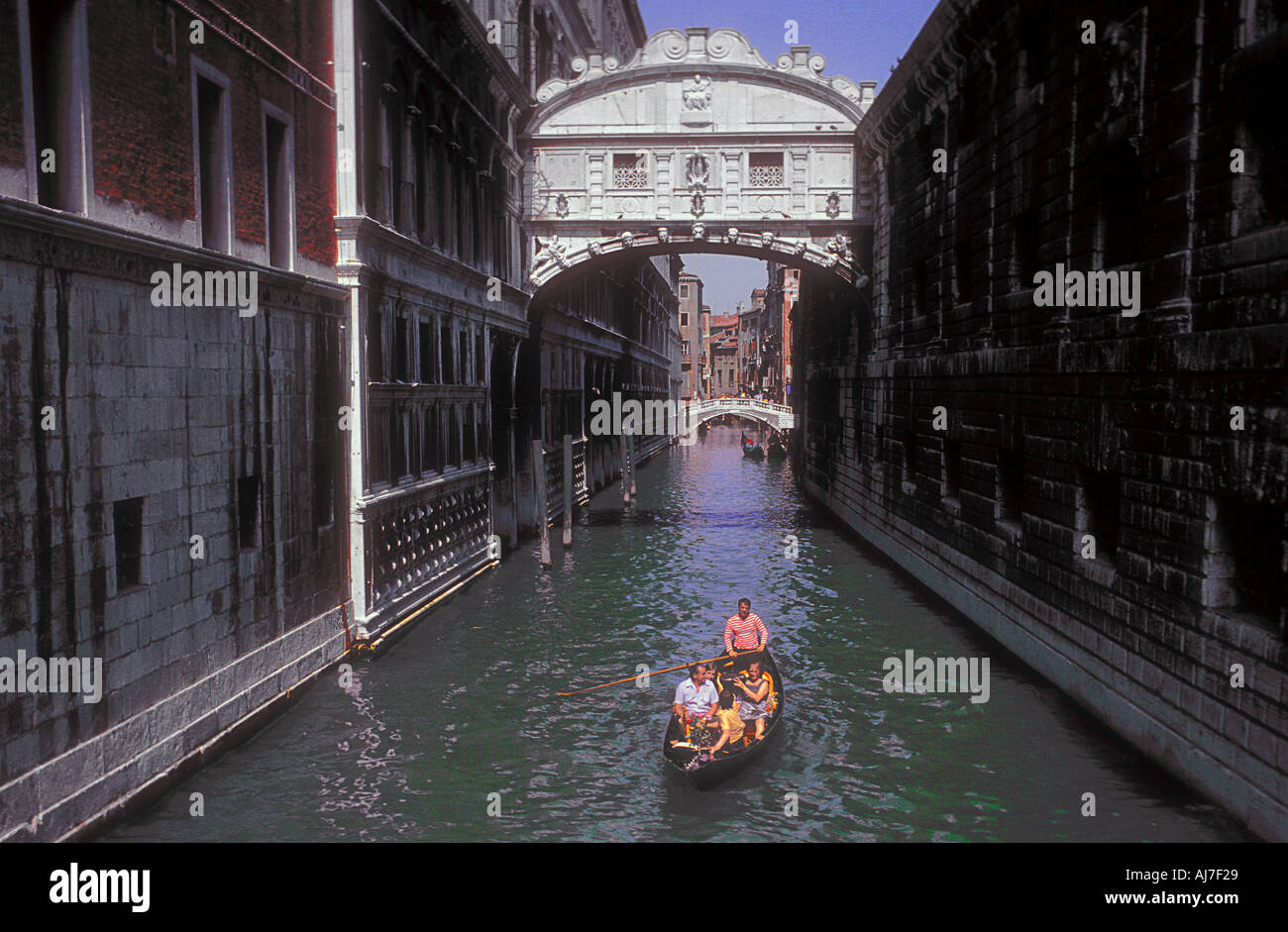 The Bridge of Sighs with a Gondola beneath Venice Italy Stock Photo - Alamy