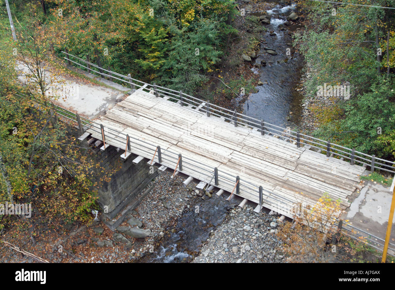 Bridge across mountain river, view from above Stock Photo - Alamy