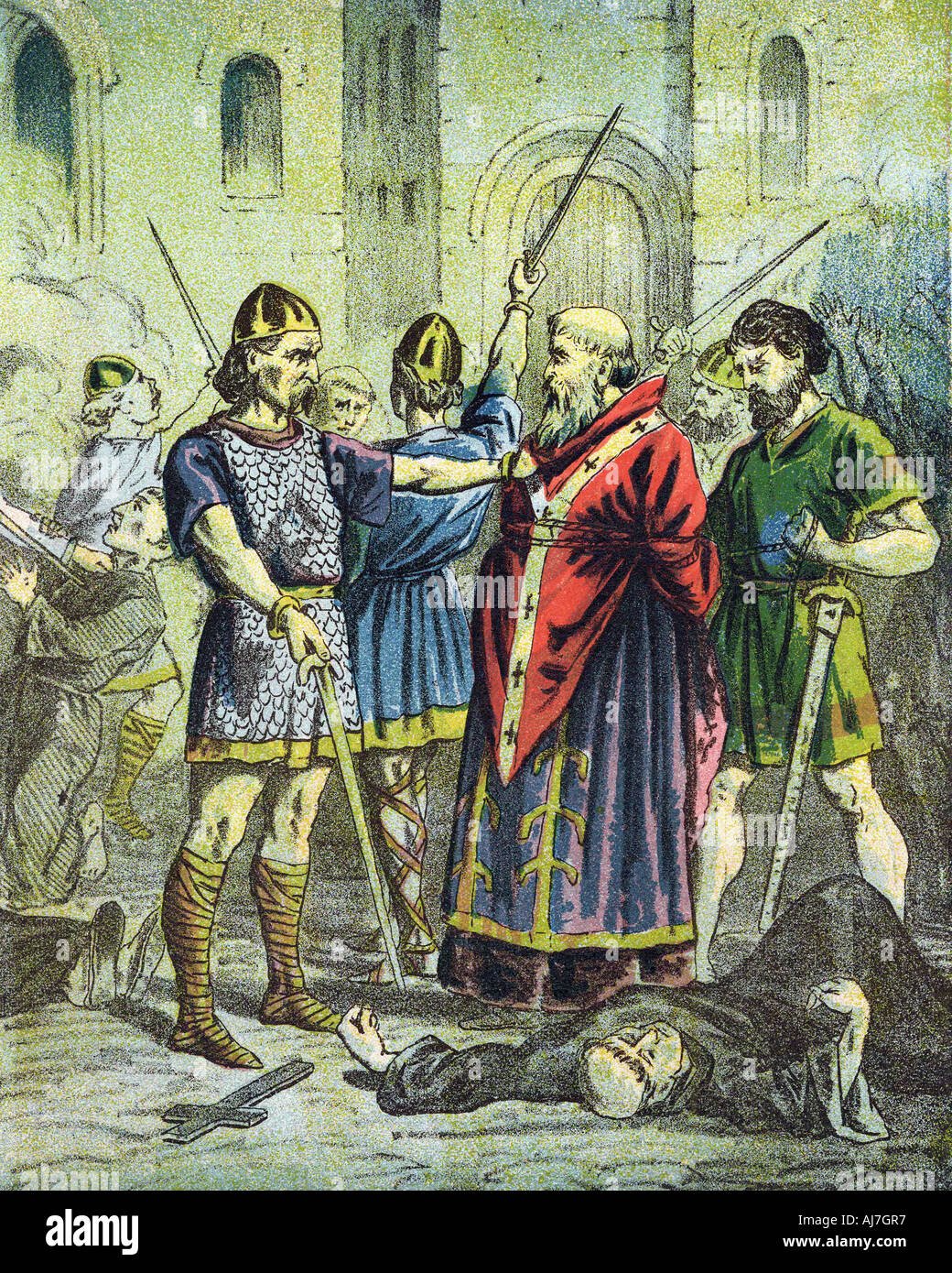 Capture of St Alphege, Archbishop of Canterbury, 1012 (mid 19th century ...