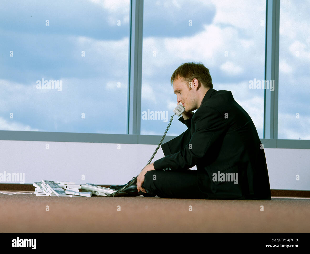 indoor office man 25 30 young blonde smile smiling window windows day ...