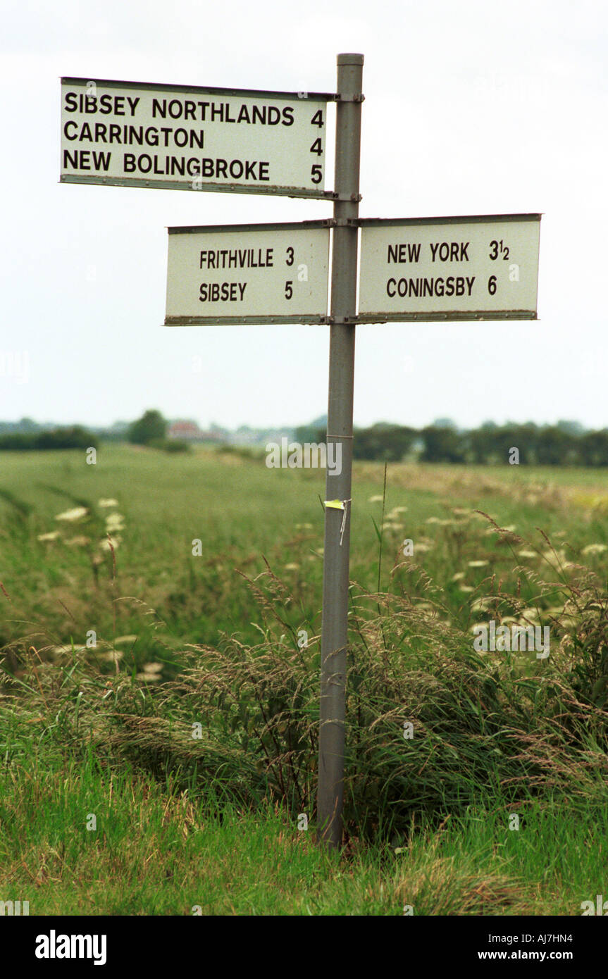 Signpost for New York Lincolnshire UK Stock Photo - Alamy