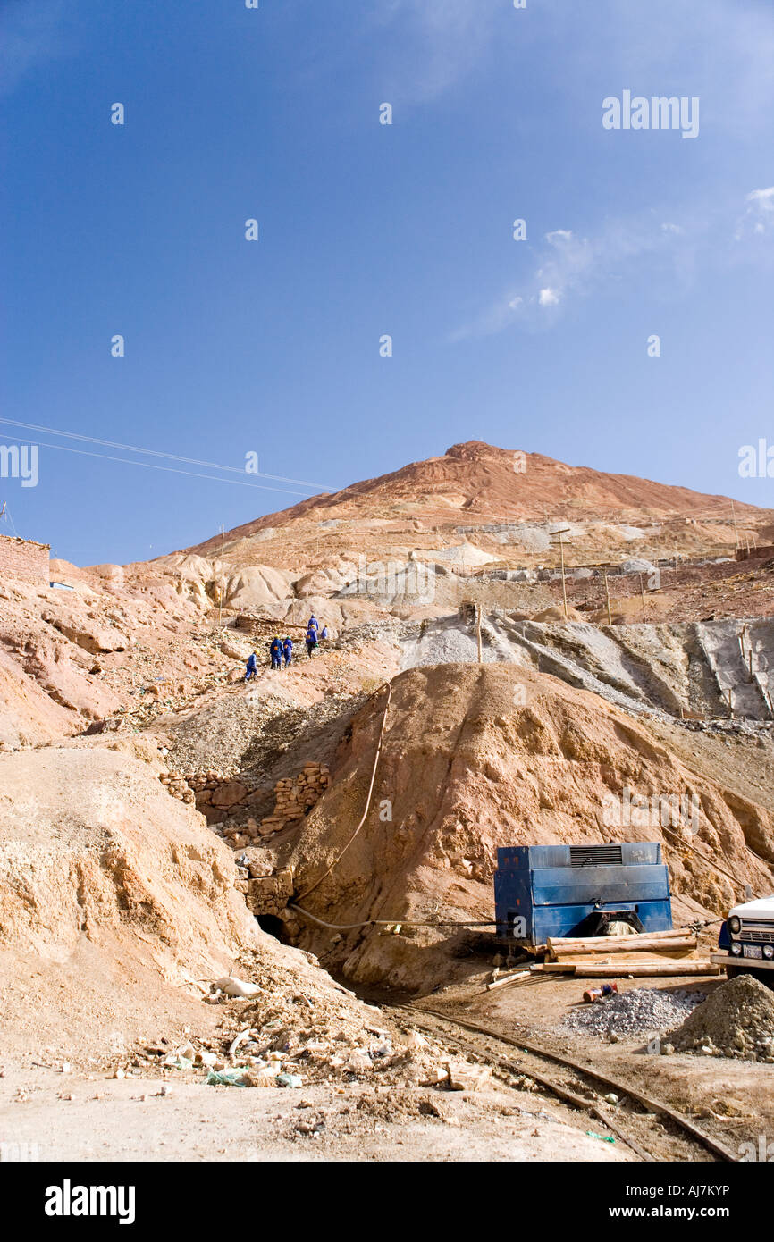 The mines on the Cerro Rico mountain above Potosi in Bolivia Stock ...