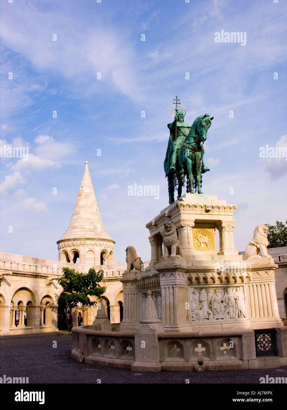 St Stephen Statue, Buda castle, Fishermen bastion, Budapest, Hungary ...