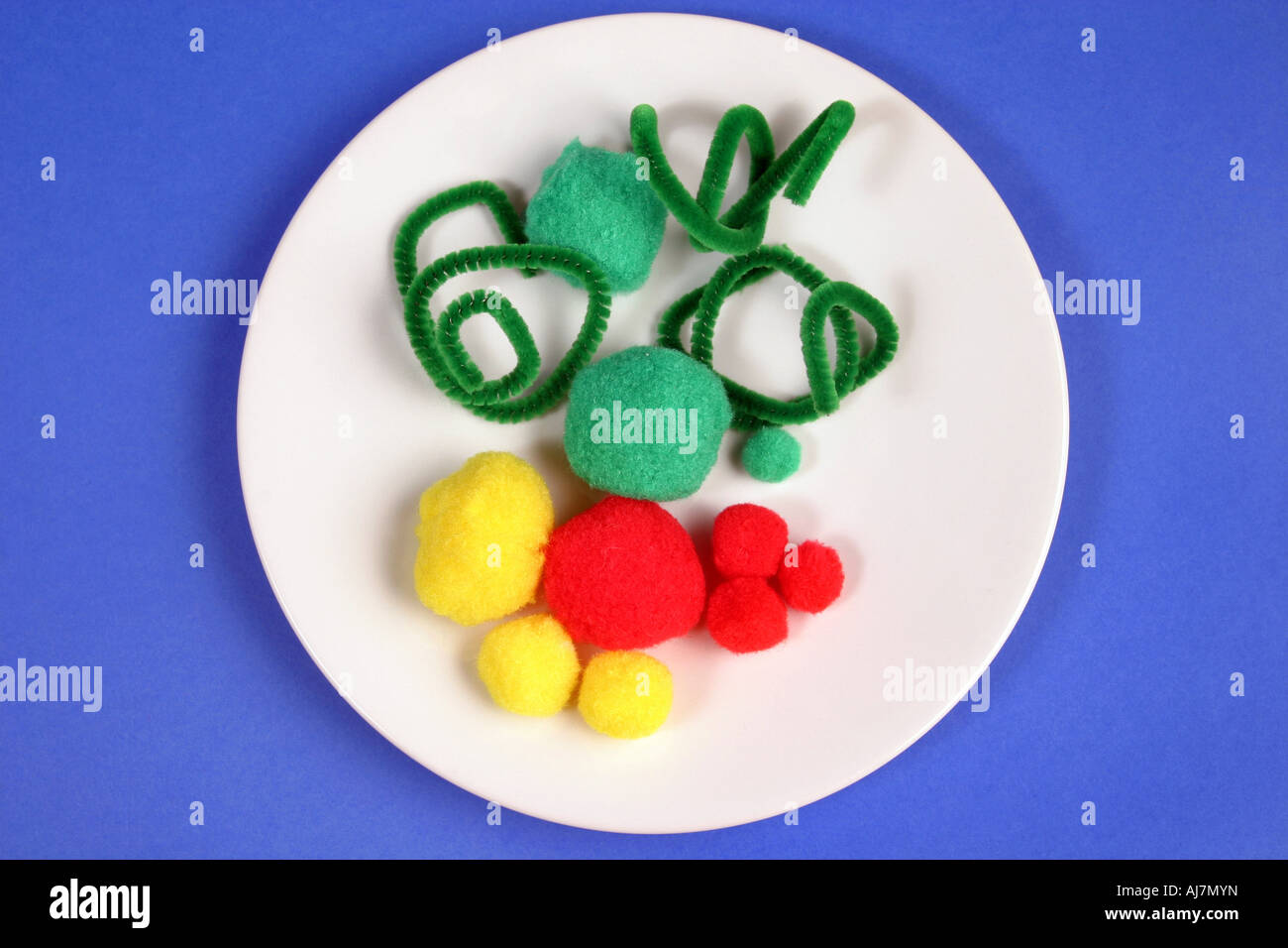 Plate of toy fluffy vegetables Stock Photo - Alamy