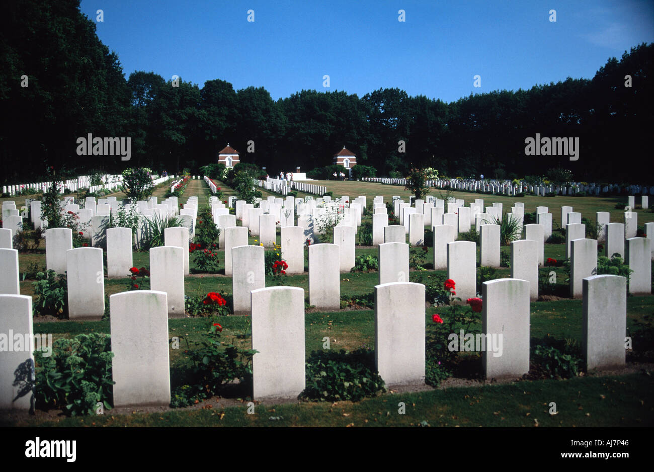 Gravestones for soldiers at Commonwealth War Graves Commission cemetery ...
