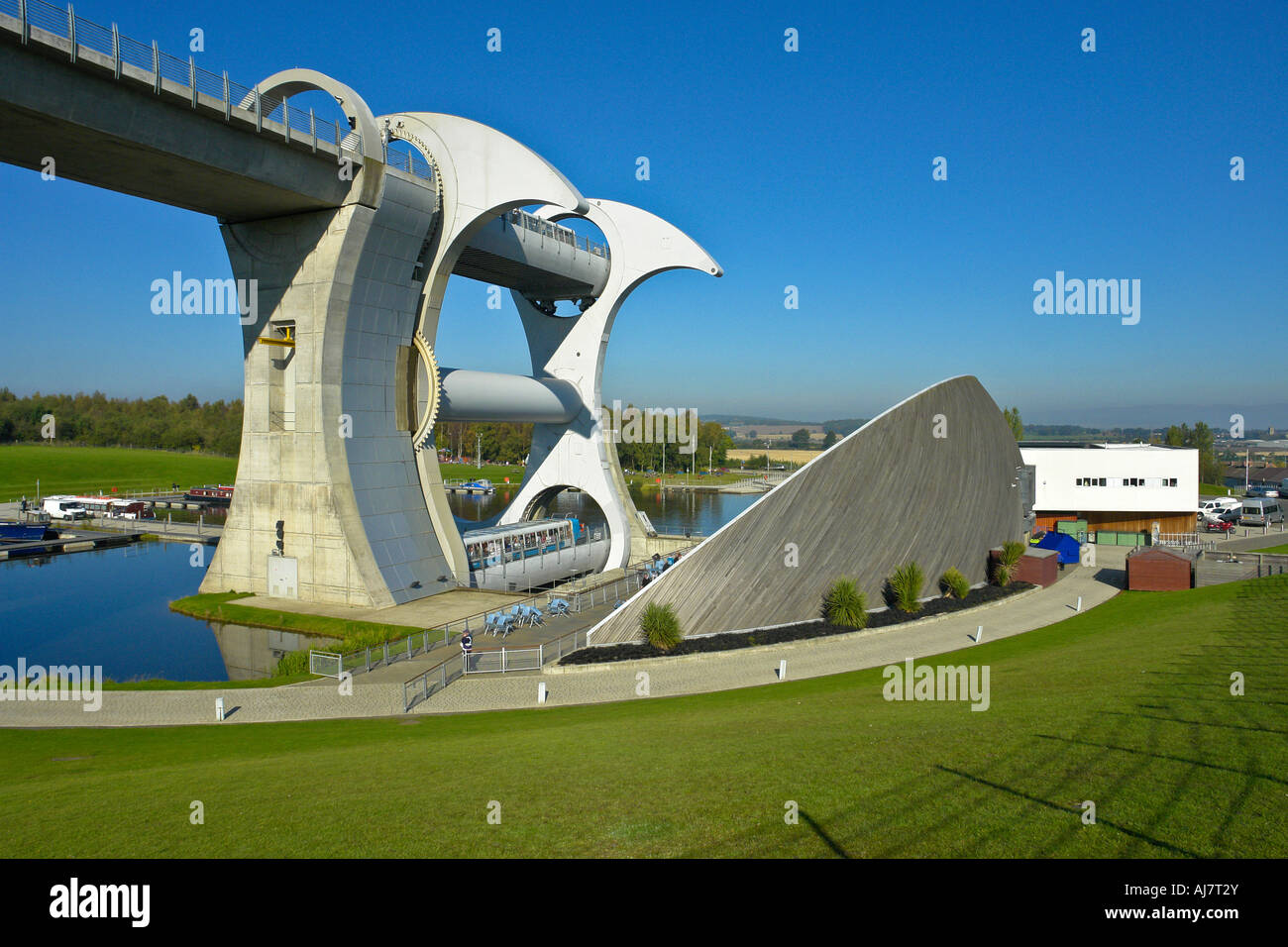 A general view from the south of the Falkirk Wheel visitor attraction ...