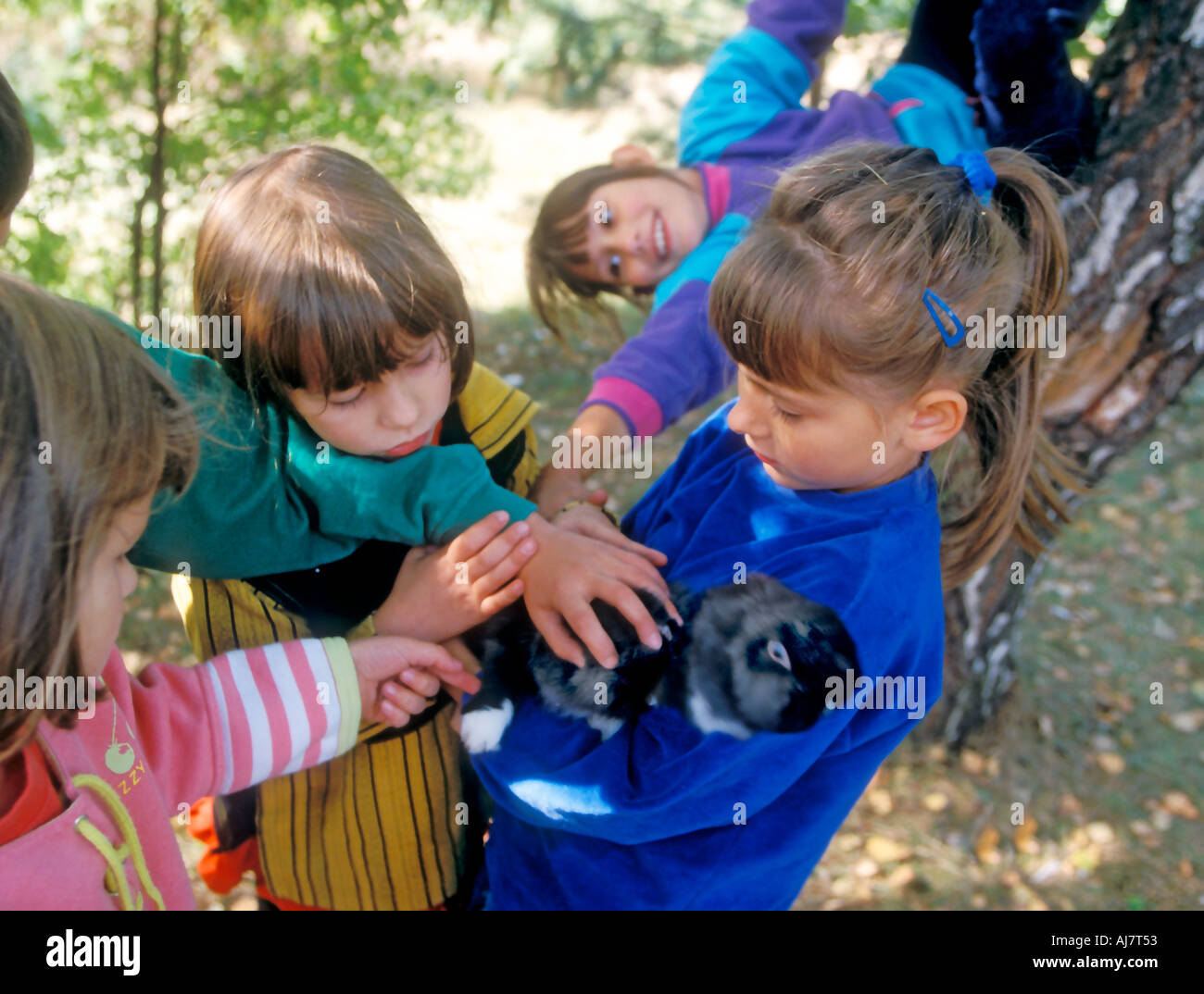 Children with rabbit hi-res stock photography and images - Alamy