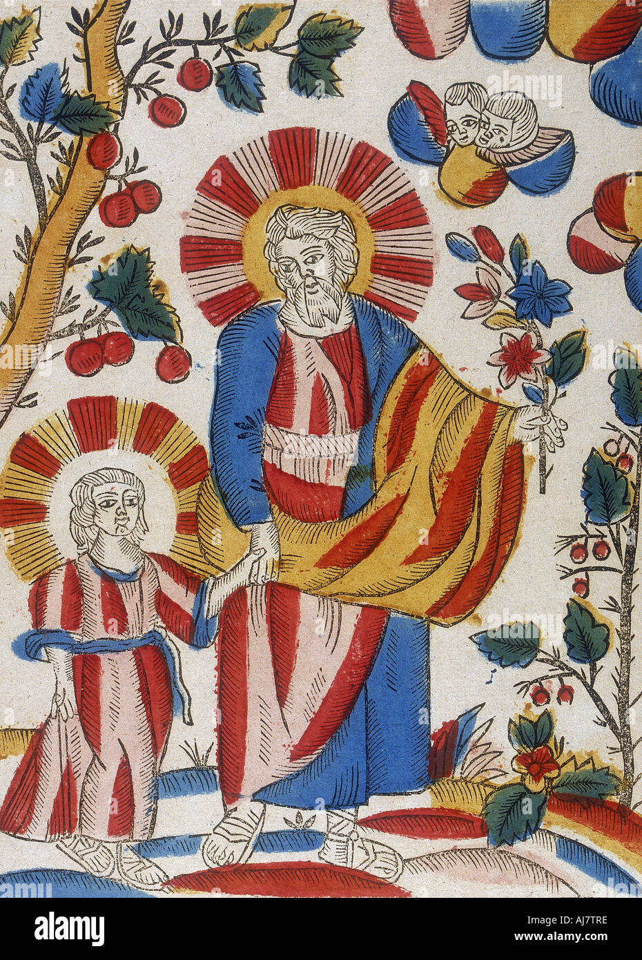 St Joseph and Jesus, his son, walking hand-in-hand, 18th century ...
