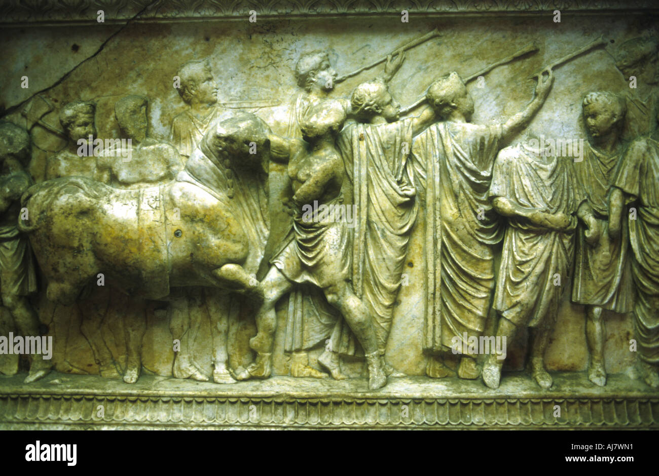 Sacrificial procession of a bull preceded by trumpeters, 30-40. Artist ...