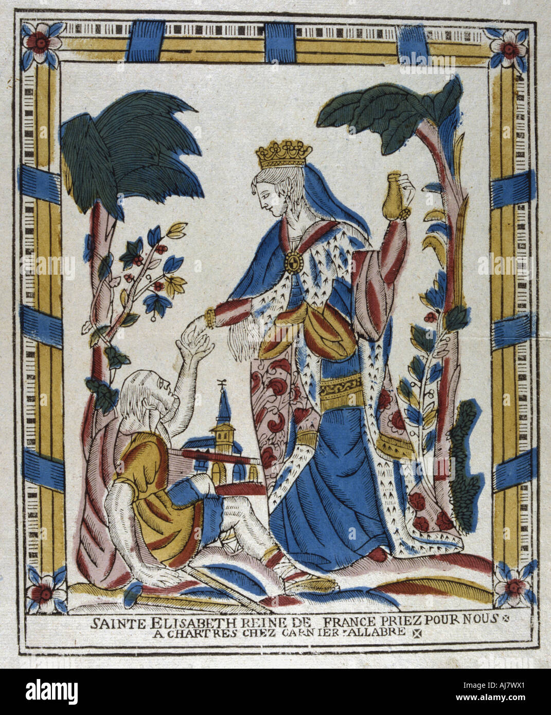 St Elizabeth of Hungary giving alms to a beggar, 18th century. Artist ...