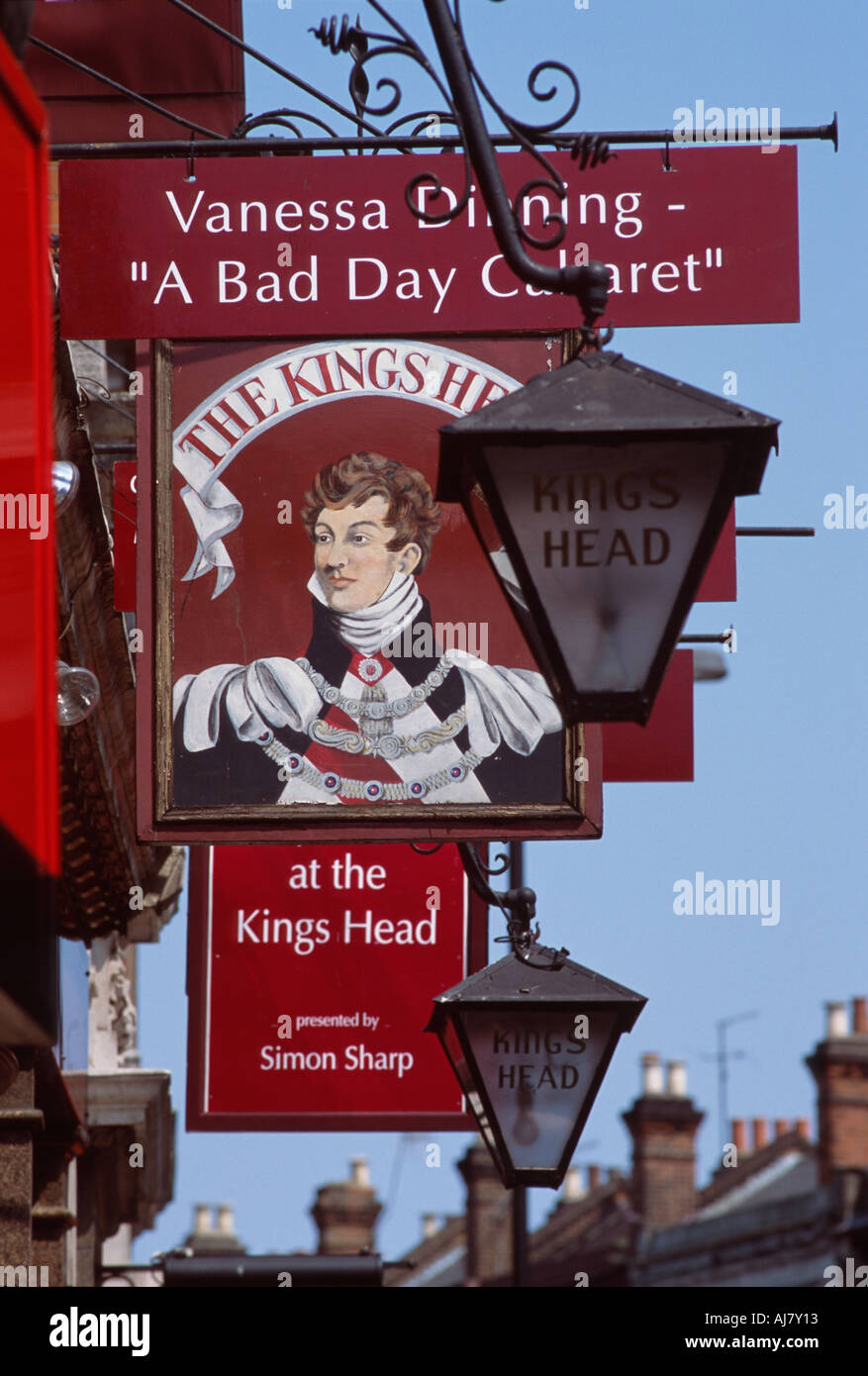 Pub signs outside of the Kings Head Theatre Pub, Islington, London ...