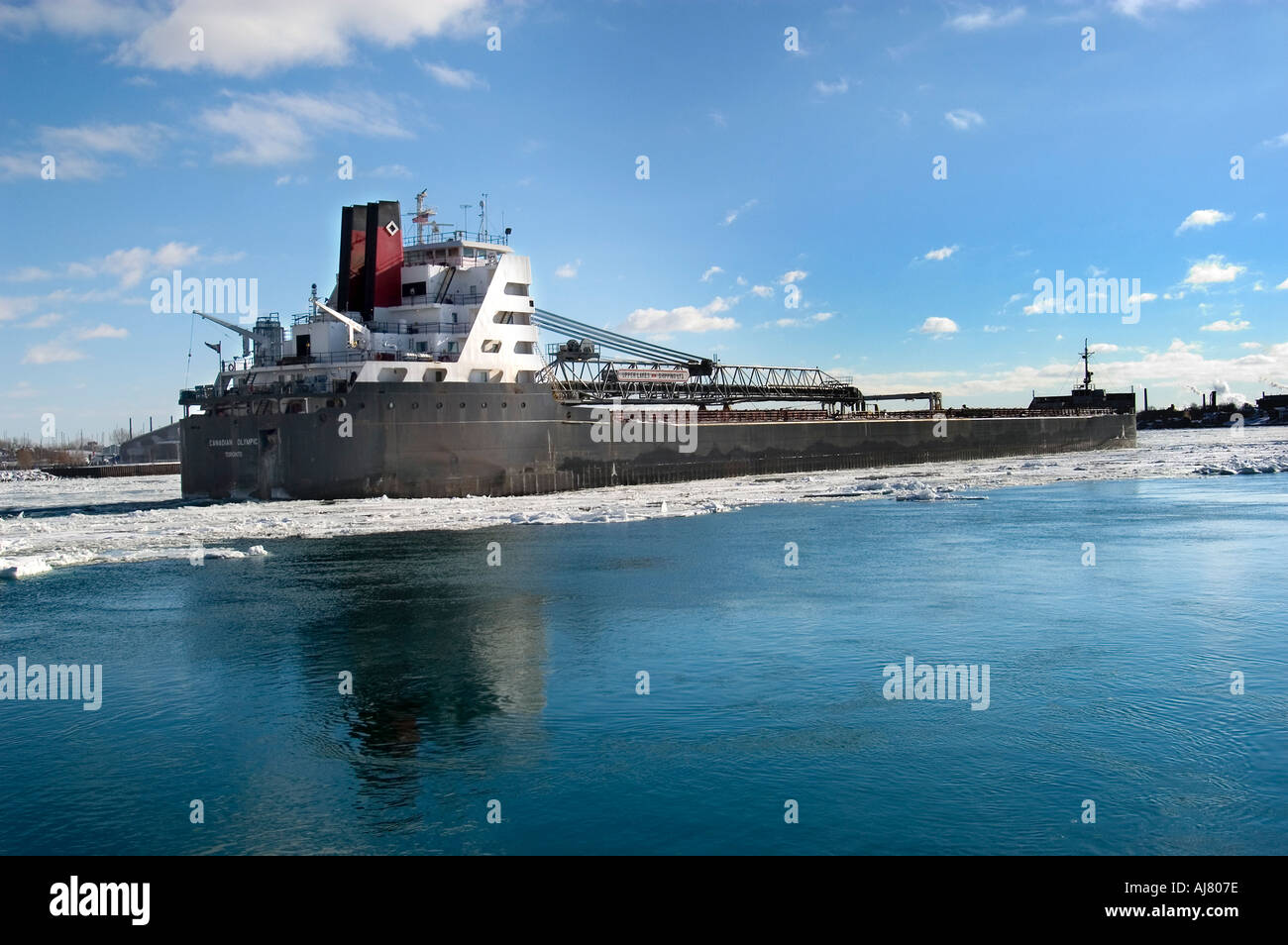 Freighter Shipping vessel on the St Clair River on Lake Huron at Port ...