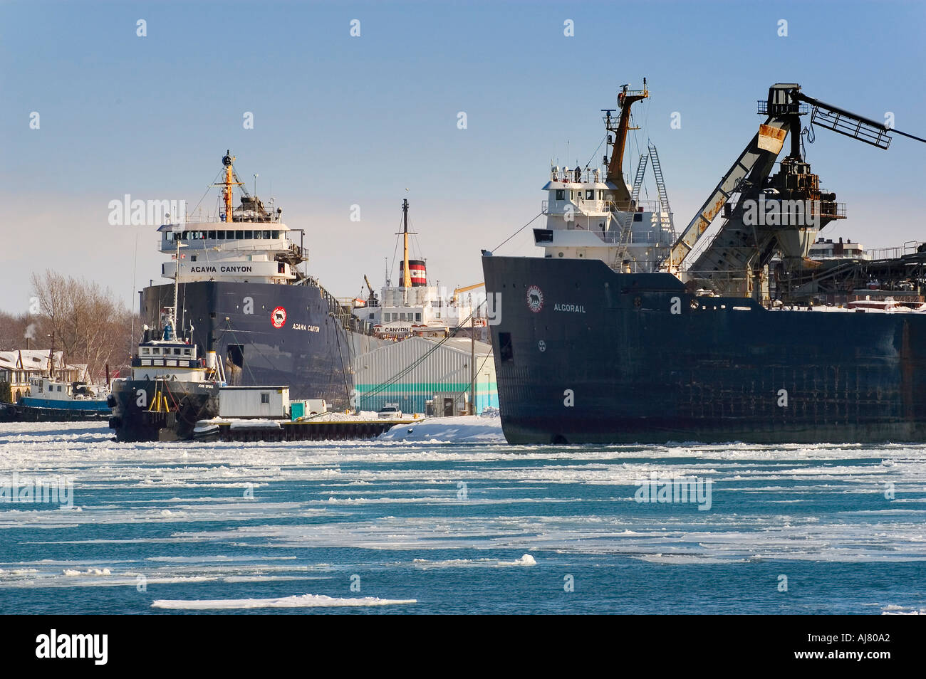 Freighter Shipping vessel on the St Clair River on Lake Huron at Port ...