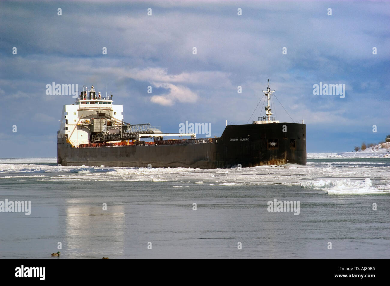 Freighter Shipping on the St Clair River at Lake Huron Michigan Stock ...