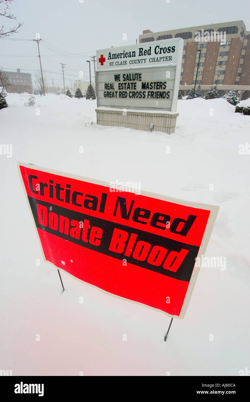 Critical Need for Blood Sign Posted at American Red Cross Building ...