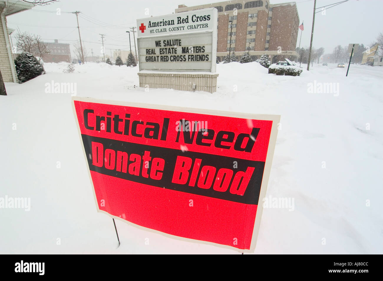 Critical Need for Blood Sign Posted at American Red Cross Building ...