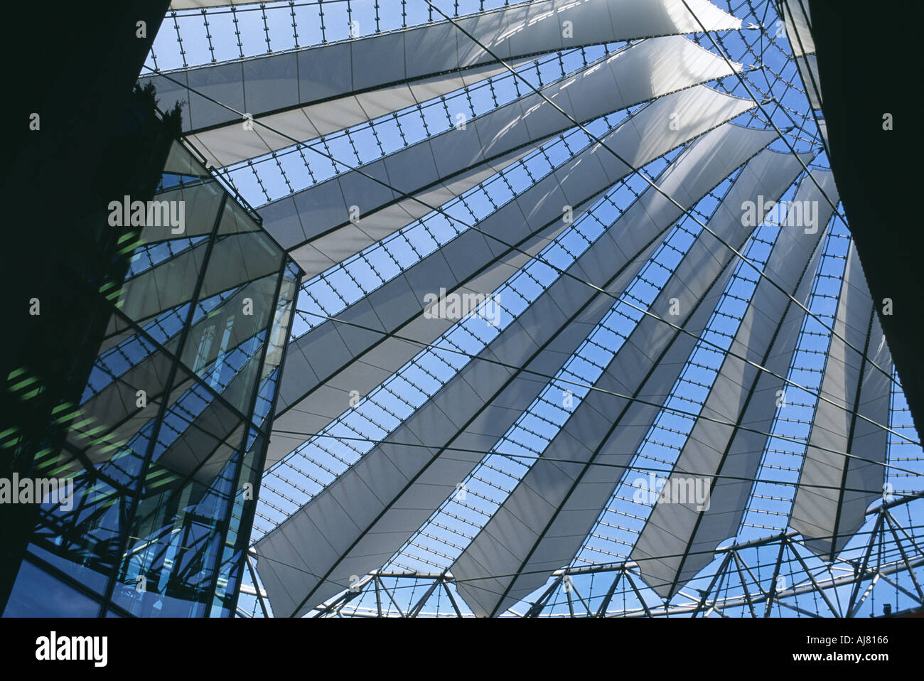 Interior view of the roof of the Sony Centre building in Potdamer Platz ...