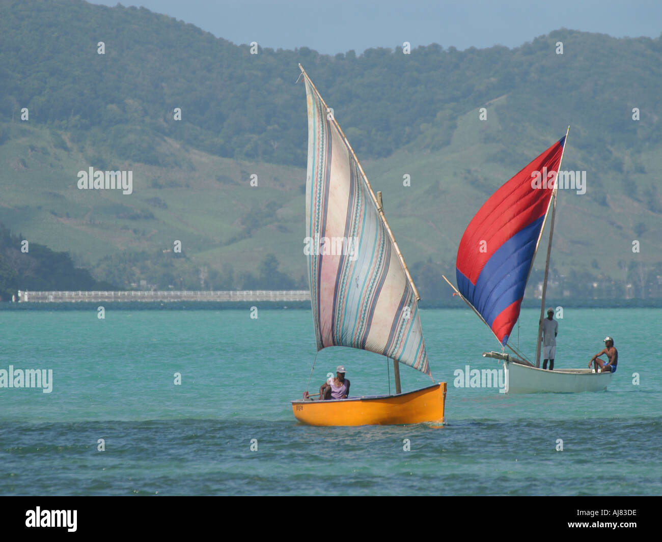 Traditional "Pirogue" fishing boat, Mauritius, Indian Ocean Stock Photo ...