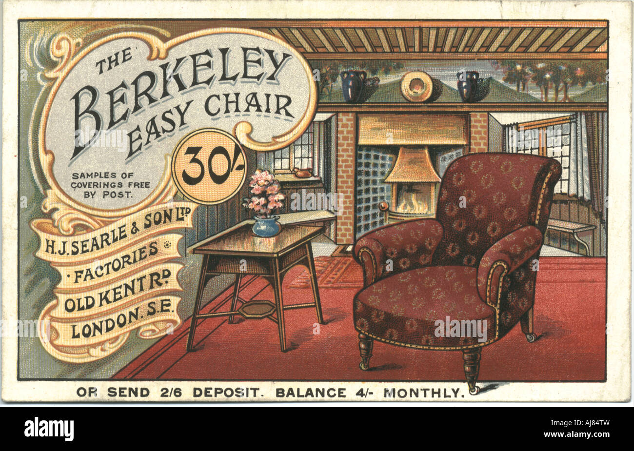 Edwardian advertisement for upholstered chair Stock Photo - Alamy