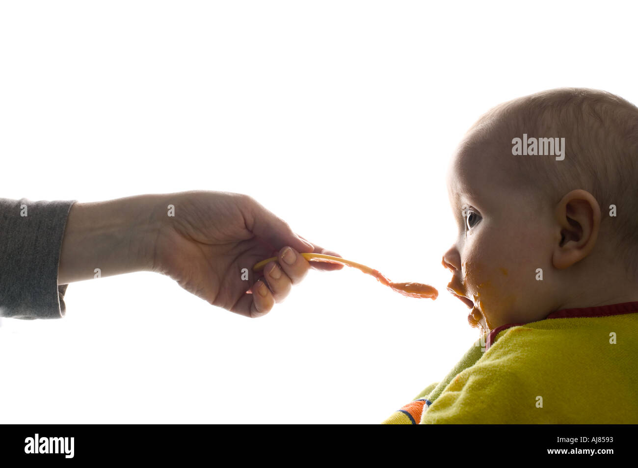 Baby girl covered in food hi-res stock photography and images - Alamy