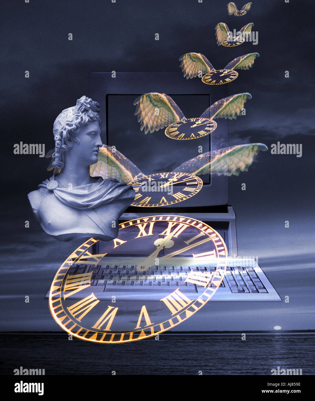 Concept Time Flying from old to new Stock Photo - Alamy