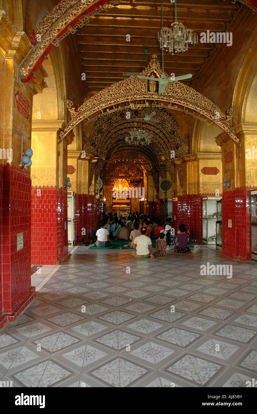 Myanmar Mandalay Mahamuni Pagoda and Buddhist temple the red and gold ...