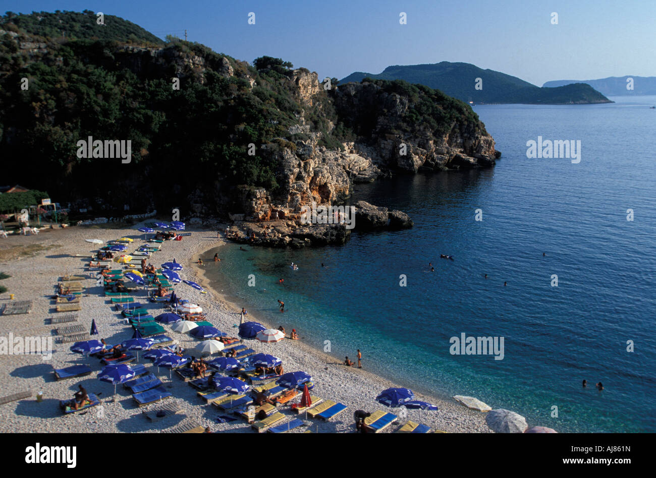 View over Big Pebble Beach Kas Lycian Coast Turkey Stock Photo - Alamy