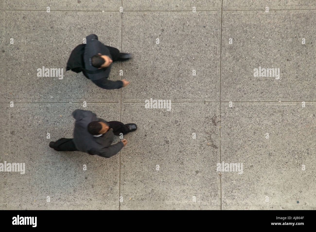 Overhead view from hotel room of people walking on sidewalk Midtown ...