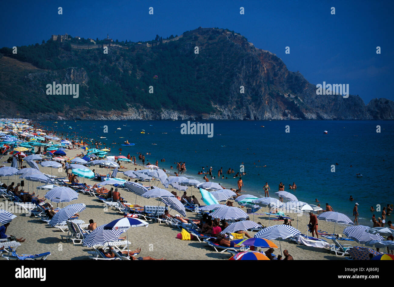 View over Cleopatra beach Alanya Antalya Turkish Riviera Turkey Stock ...