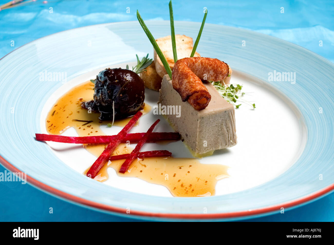 Decorated plate of liver pate Stock Photo - Alamy