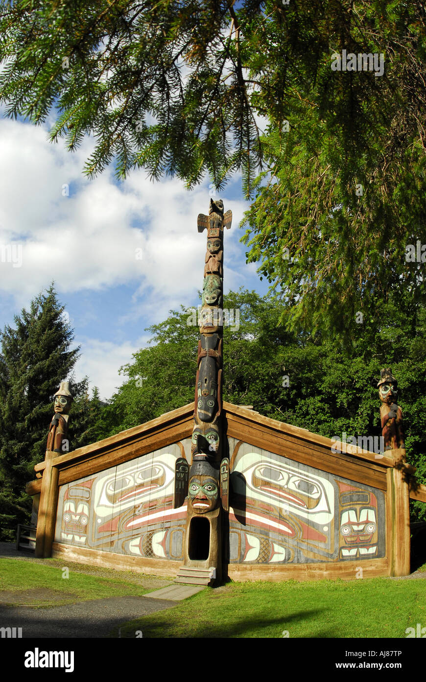 Totem pole at Totem Bight Totem Park, near Ketchikan, Alaska Stock ...