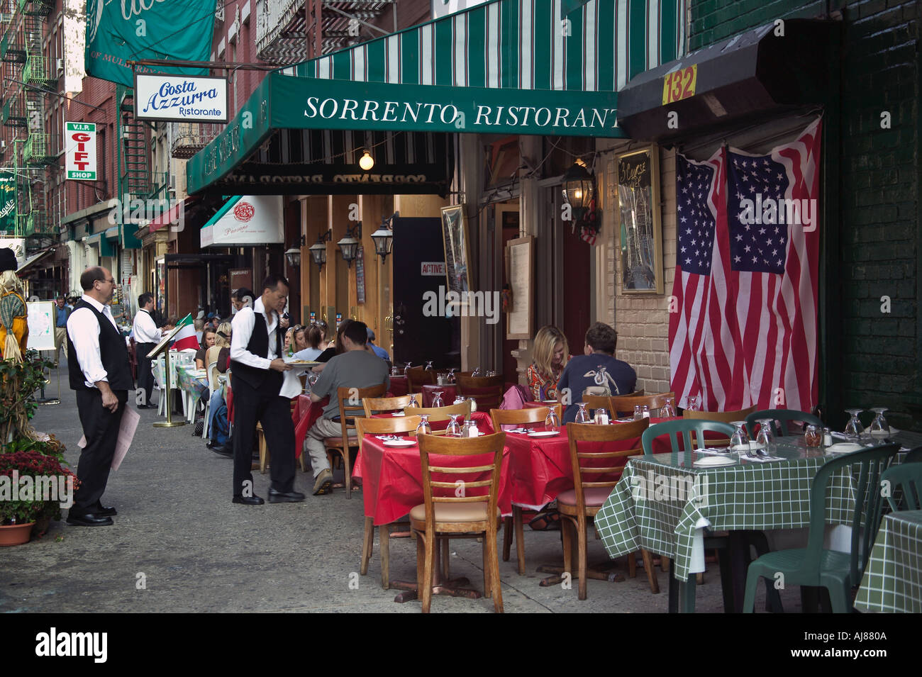Sidewalk dining at Italian Ristorante on Mulberry Street in Little ...