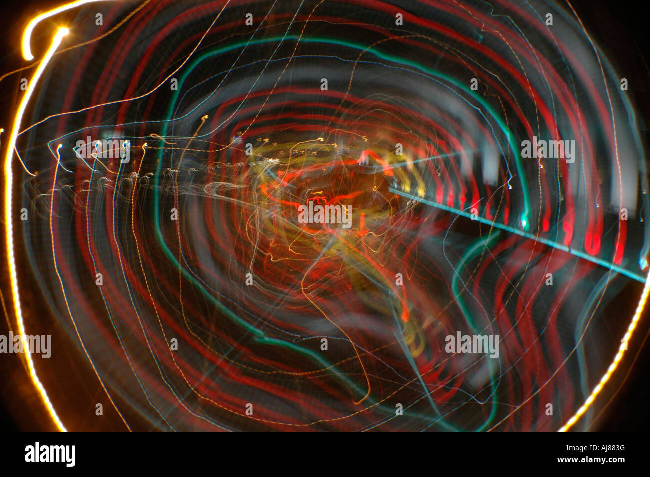 Painting with light abstract shapes caused by the movement of different ...