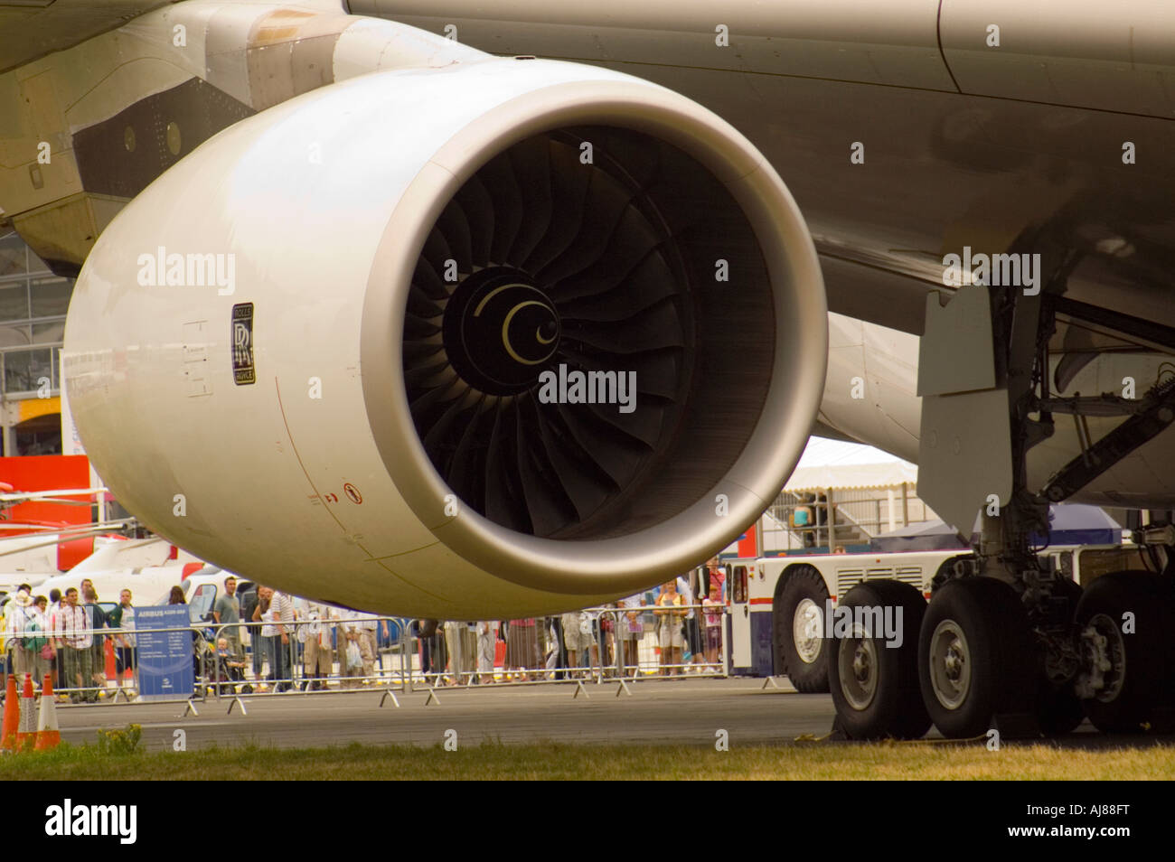 Airbus A340 engine at Farnborough International Air Show Stock Photo ...