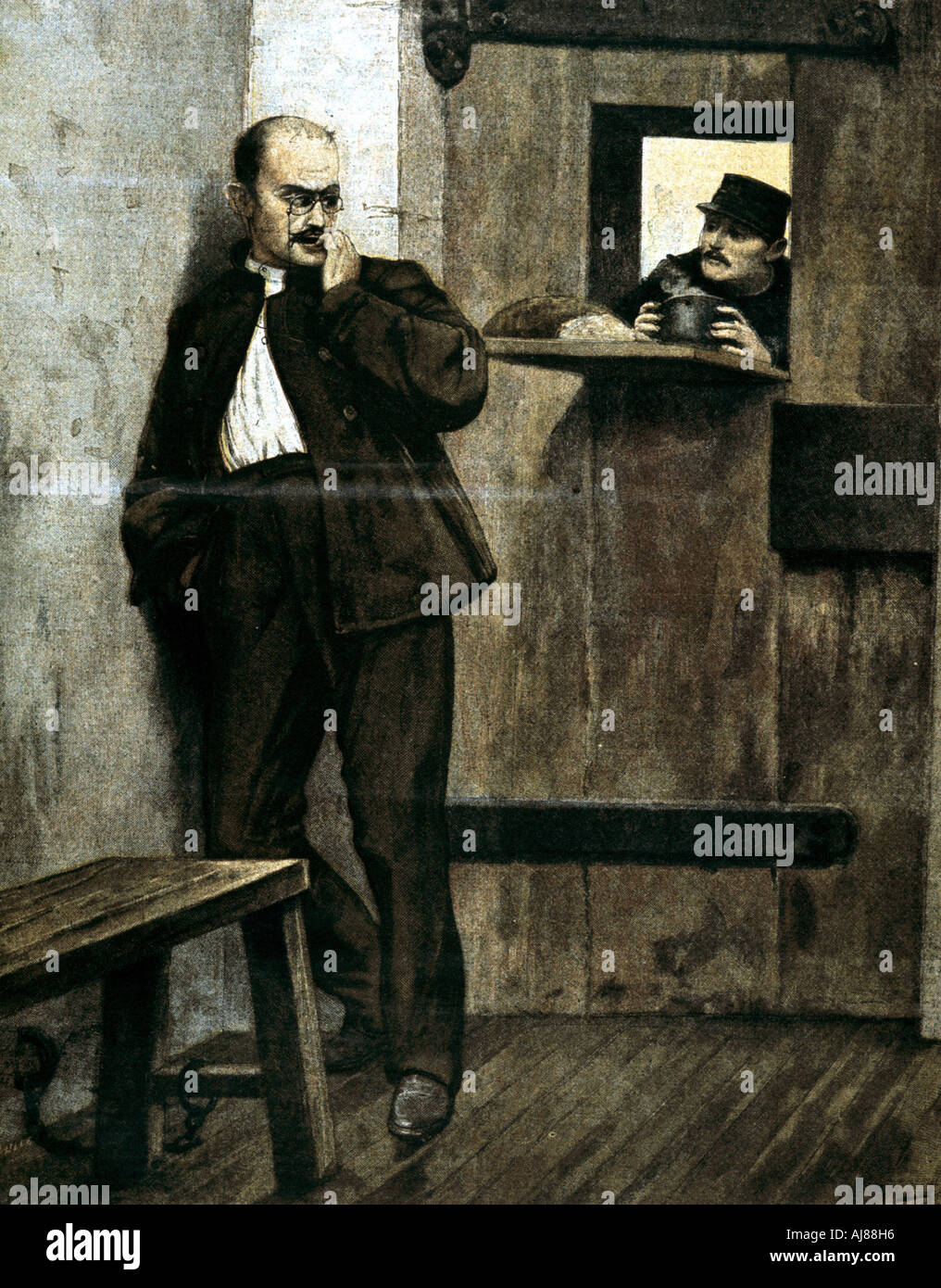 Alfred Dreyfus in prison, 1895. Artist: Unknown Stock Photo - Alamy