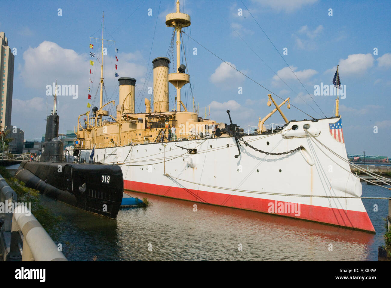 The USS Becuna and USS Olympia in Philadelphia PA Stock Photo - Alamy