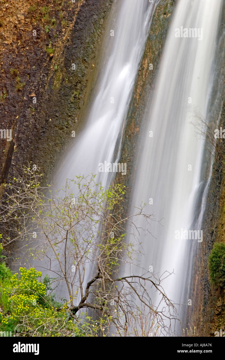 Israel Golan Heights a flowing waterfall long exposure Stock Photo - Alamy