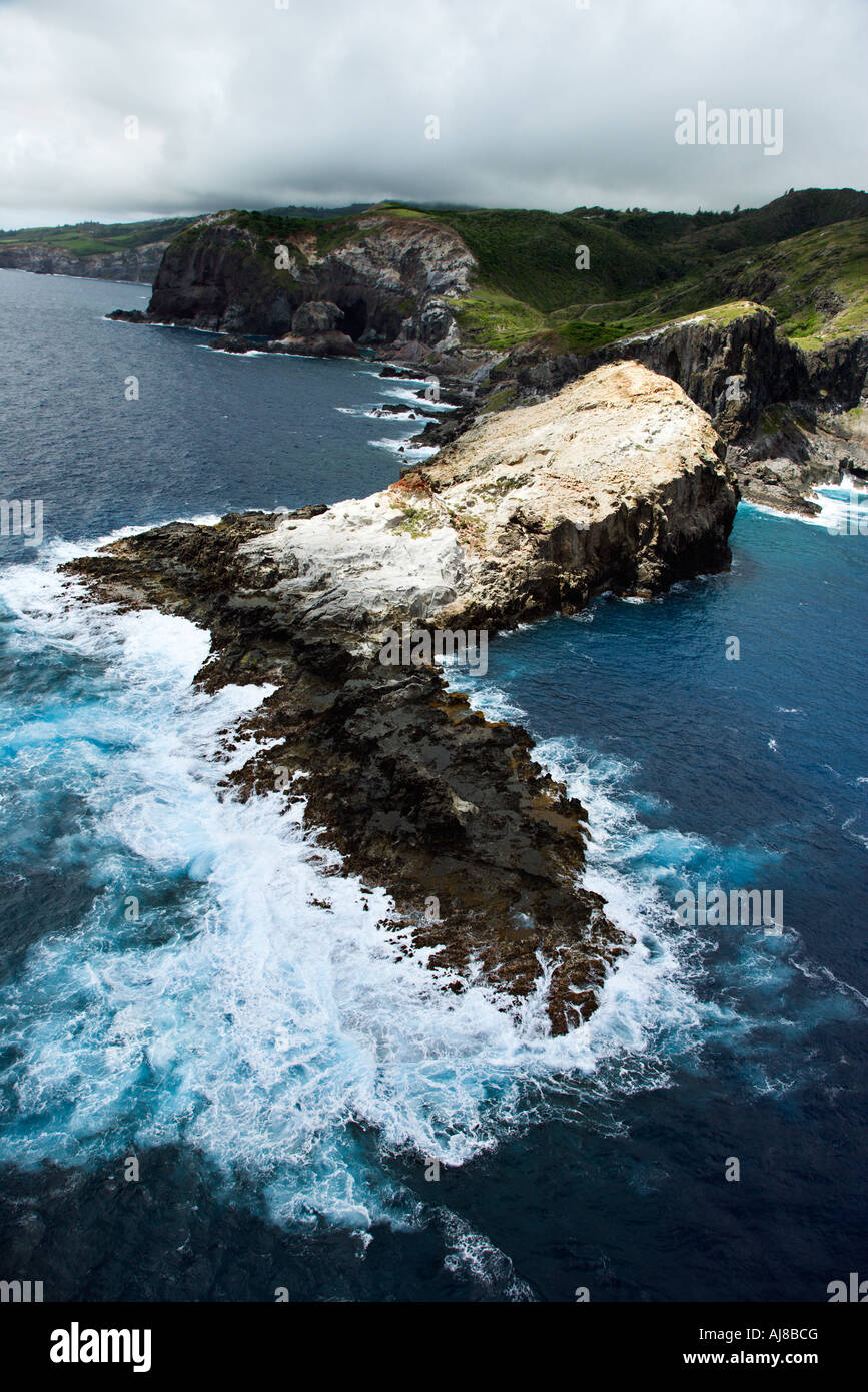 Aerial view of rocky cliffs on coastline of Maui Hawaii Stock Photo - Alamy