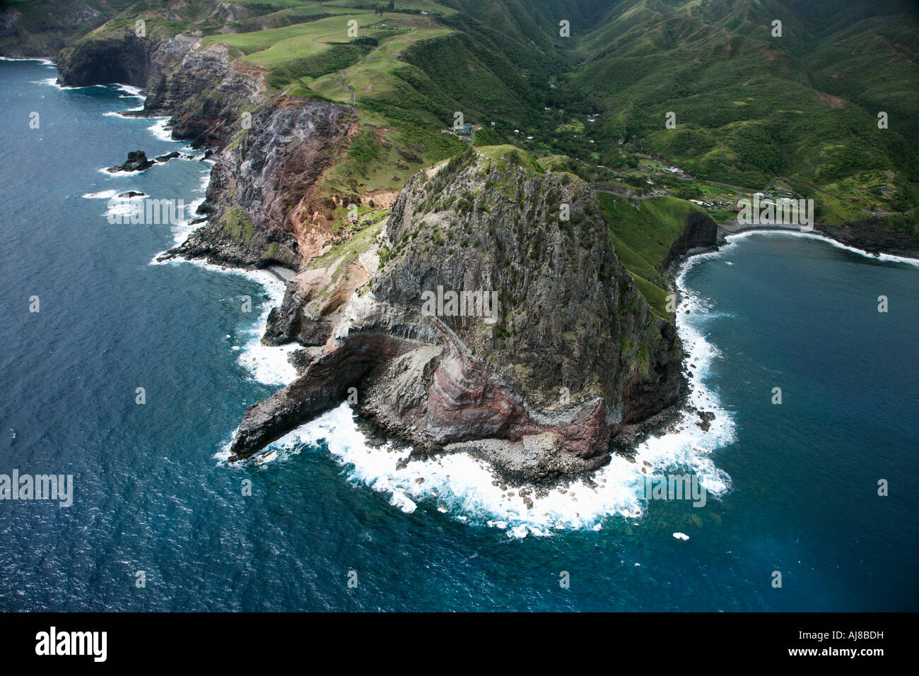Aerial view of rocky cliffs on Maui Hawaii coastline Stock Photo - Alamy