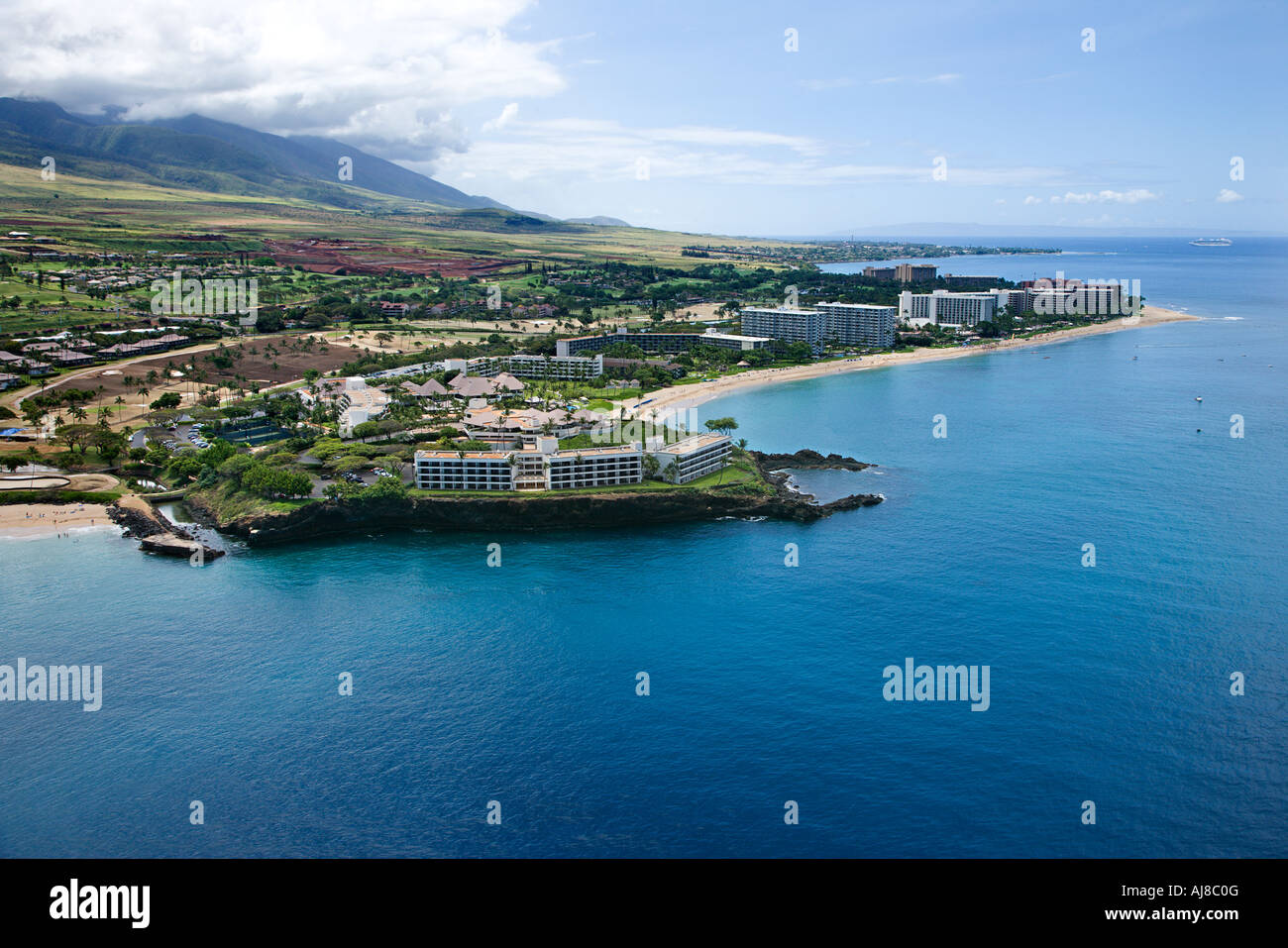 Aerial view of buildings on coastline of Maui Hawaii Stock Photo - Alamy
