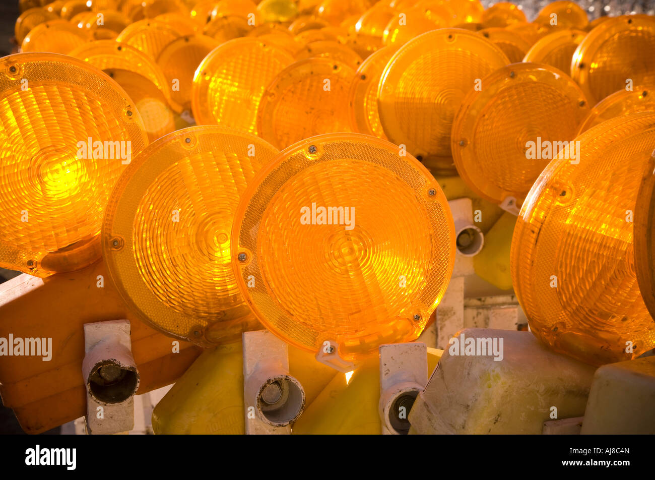 Road construction lights. Road work Stock Photo - Alamy