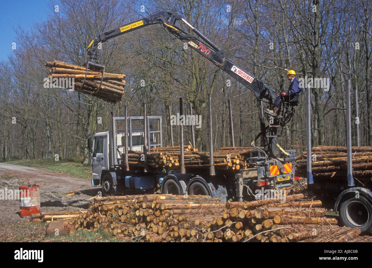 FORESTRY loading logs Stock Photo - Alamy