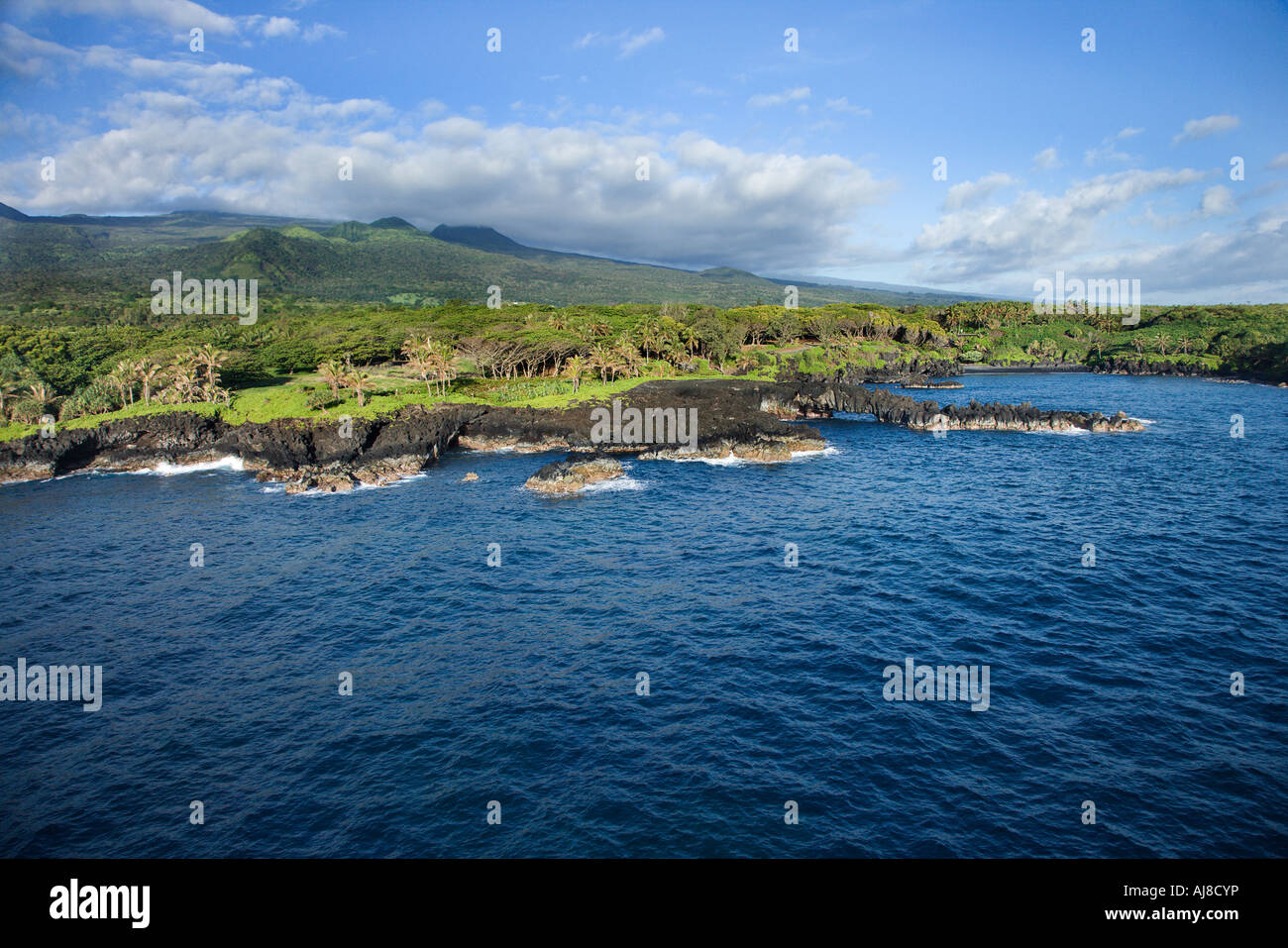 Aerial view of Maui Hawaii landscape with Pacific ocean coastline and ...
