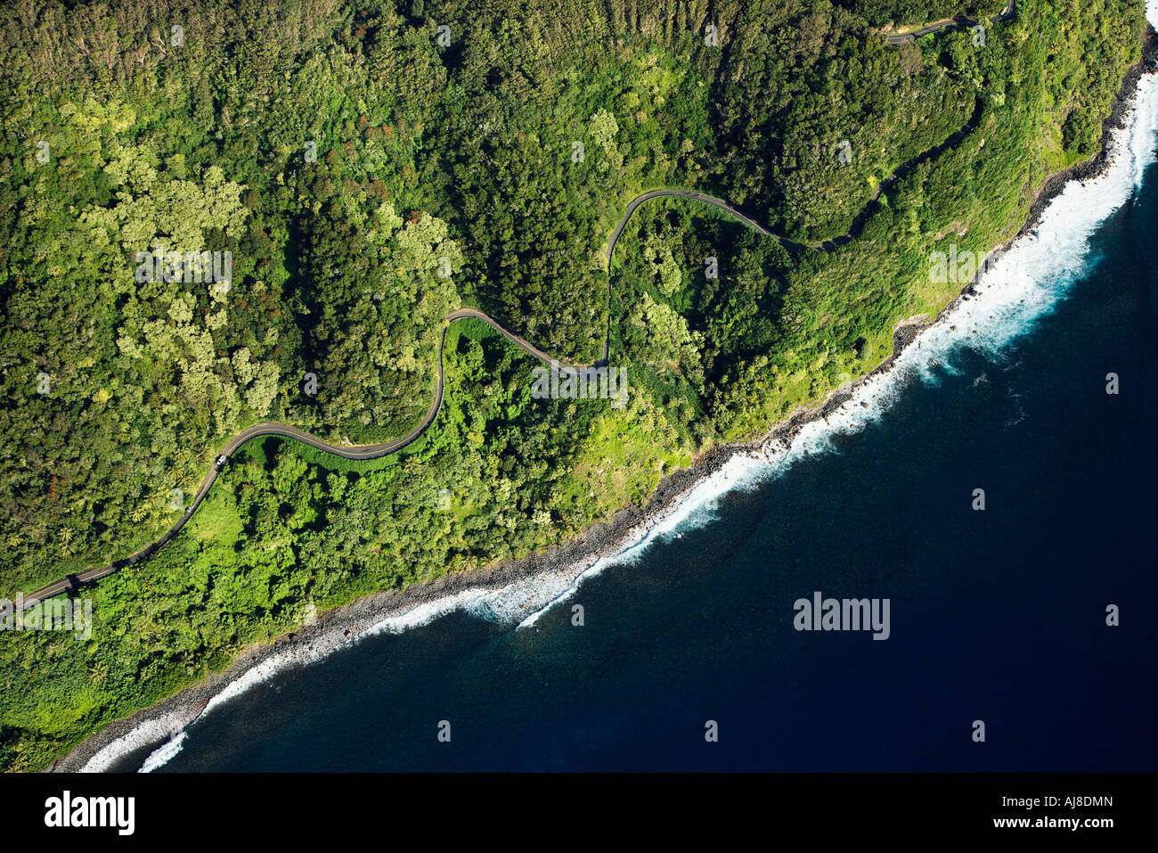 Aerial view of scenic road along coast of Maui Hawaii Stock Photo - Alamy