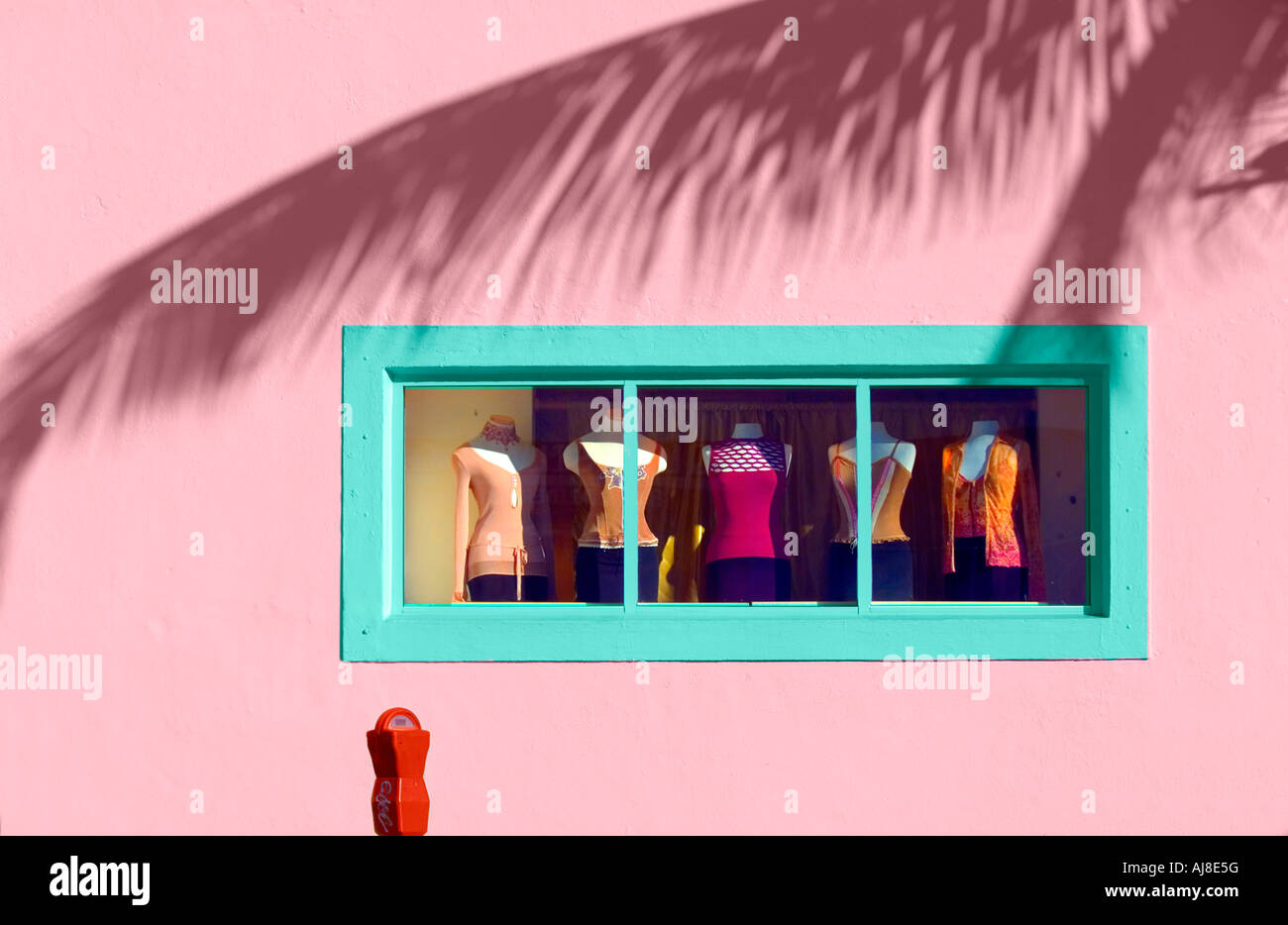 Hand Colored imager of a Woman's apparel shop South Beach Miami Florida ...