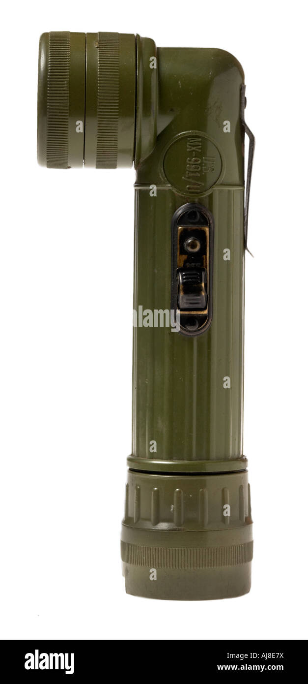 German military flashlight silhouetted on a white background Stock ...