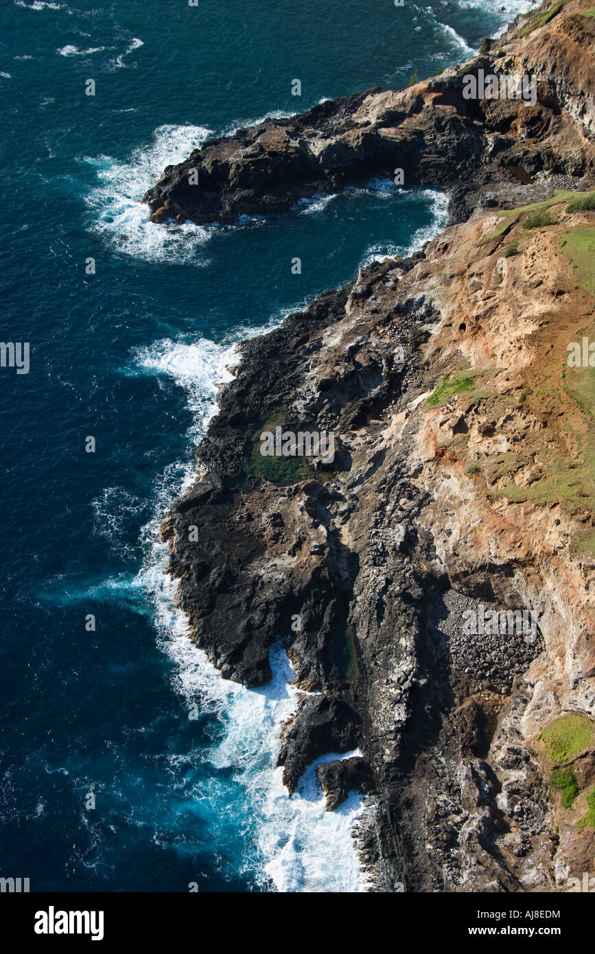 Aerial of coast with rocky cliff in Maui Hawaii Stock Photo - Alamy