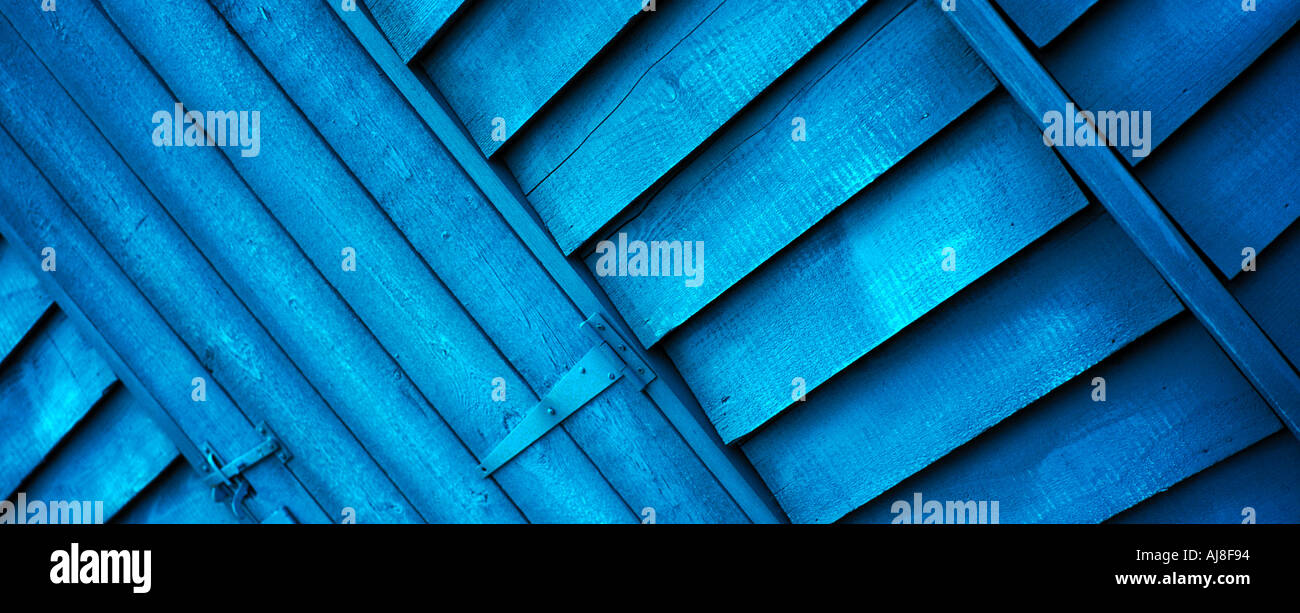 Abstract blue wooden building Stock Photo - Alamy